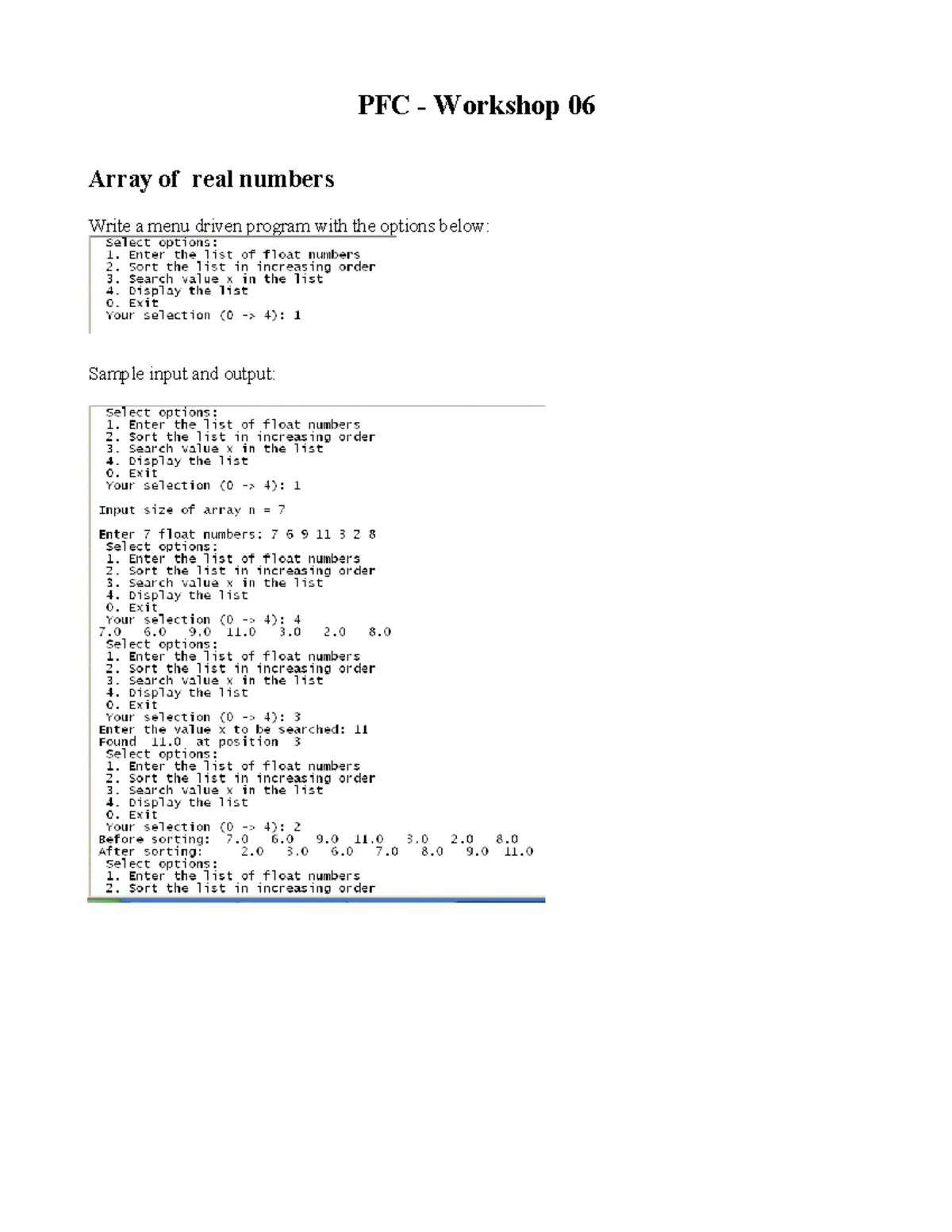 W04 2 - gwrge - Programming Fundamentals - PFC - Workshop 06 Array of ...