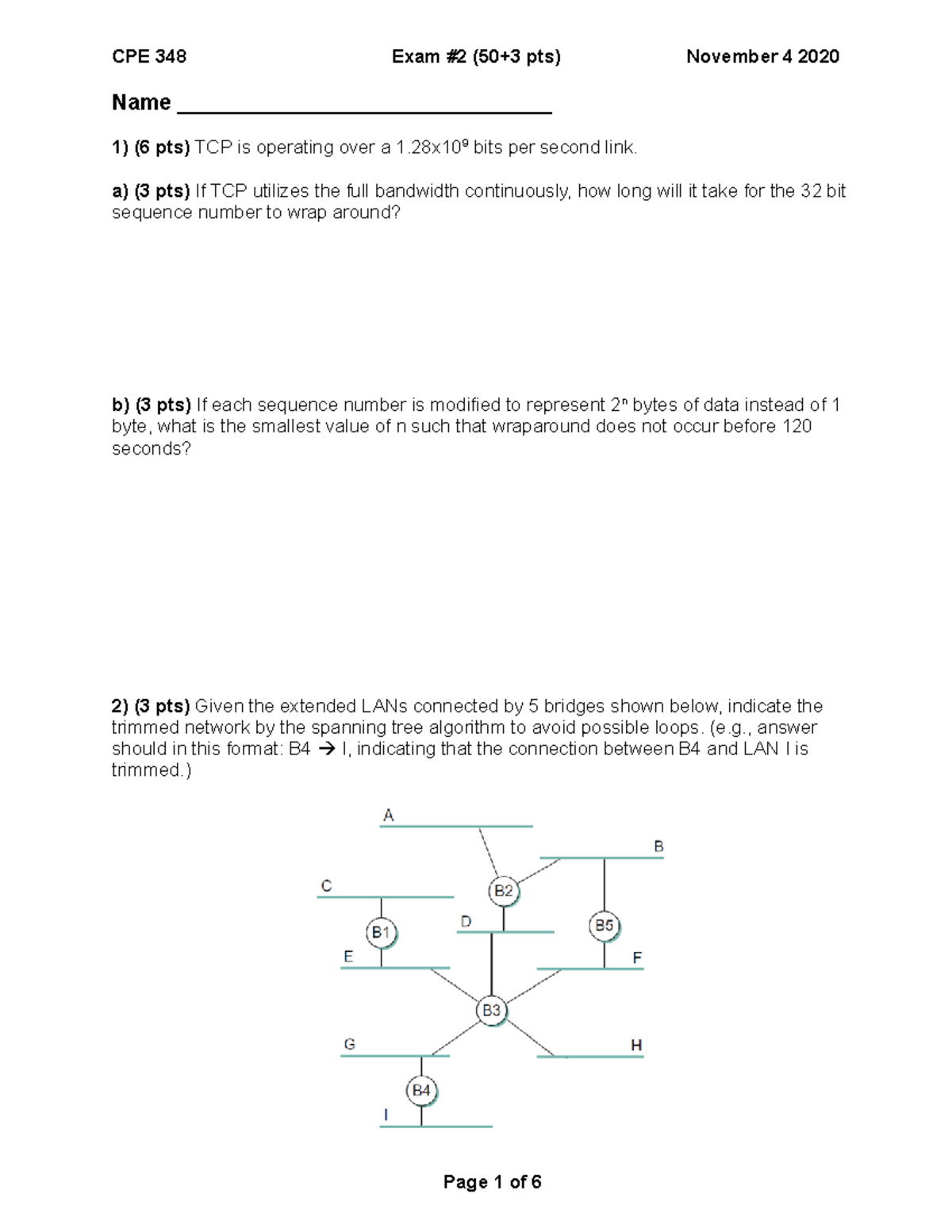 Liu Test 2 Fall 20 - midterm 2 exam paper - Name ...