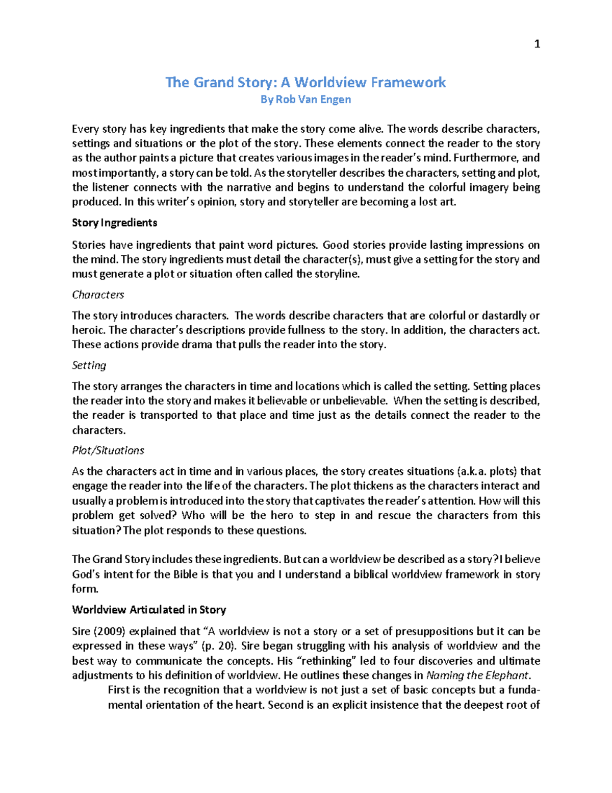 The Grand Story: A Biblical Worldview Framework (Creation to Redemption ...