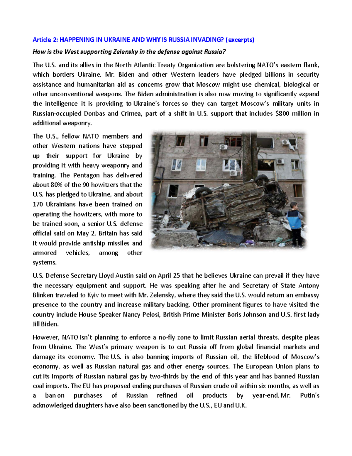Case Study: War in Ukraine - Article 2 Insights on Russian Invasion ...