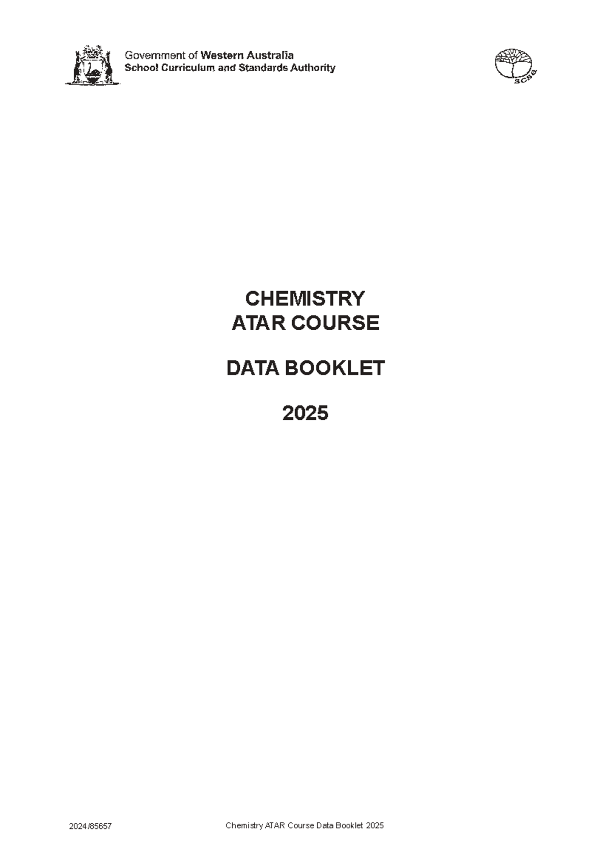 CHEMISTRY ATAR 2025 Course Data Booklet - Studocu