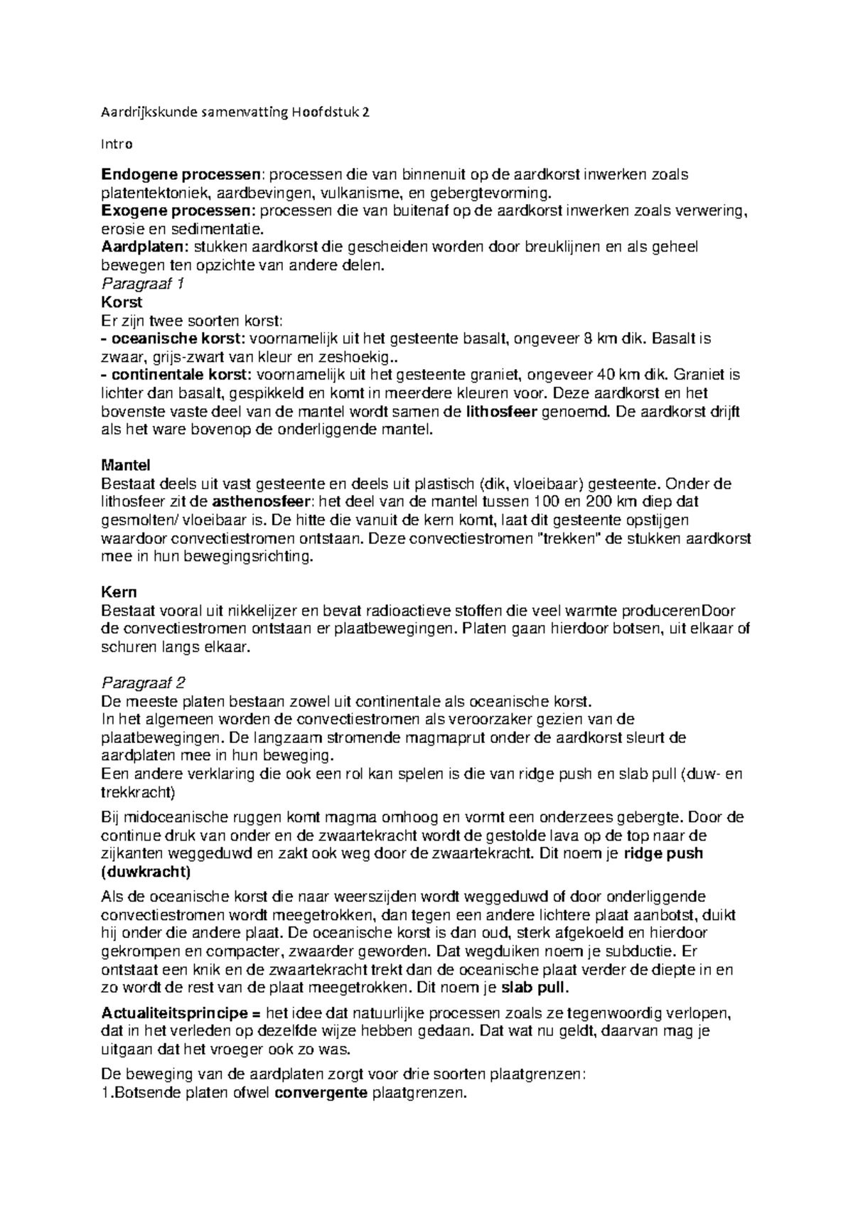 Samenvatting Aardrijkskunde Hoofdstuk 2: Aarde en Platentektoniek ...