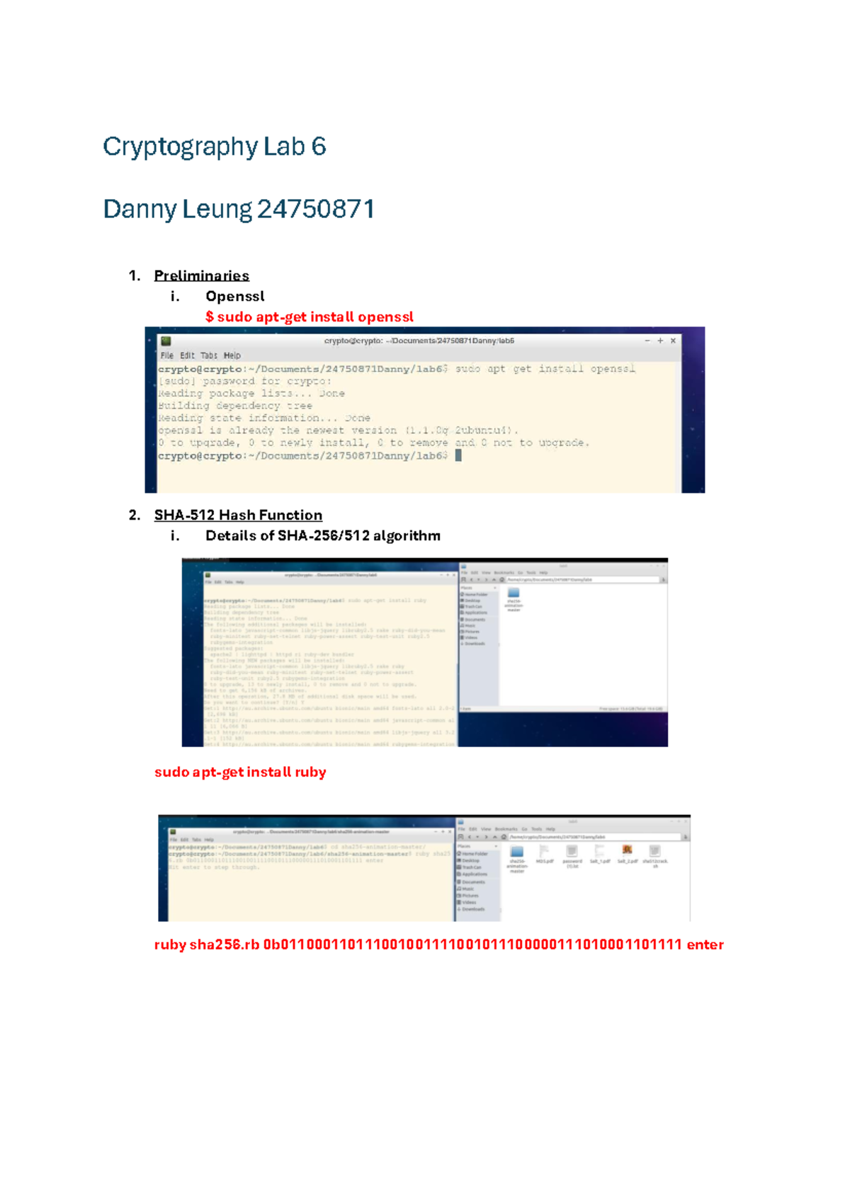 Cryptography Lab 6: Understanding Hash Functions and Security Measures - Studocu