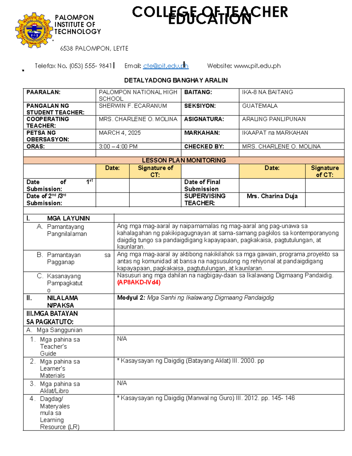 DLP-Mga-Klasikong-Kabihasnan - COLLEGE OF TEACHER EDUCATION PALOMPON ...