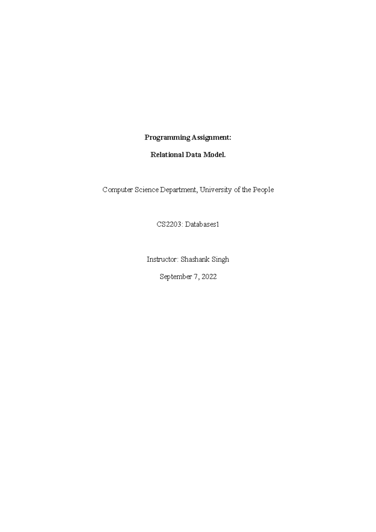 2203 Programming assignment Unit1 - Programming Assignment: Relational ...