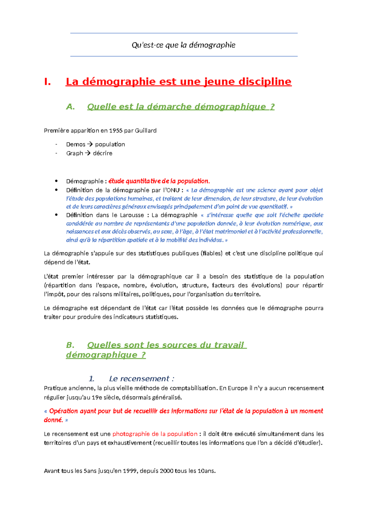 Chapitre 1 - Introduction à la Démographie et ses Fondements - Studocu