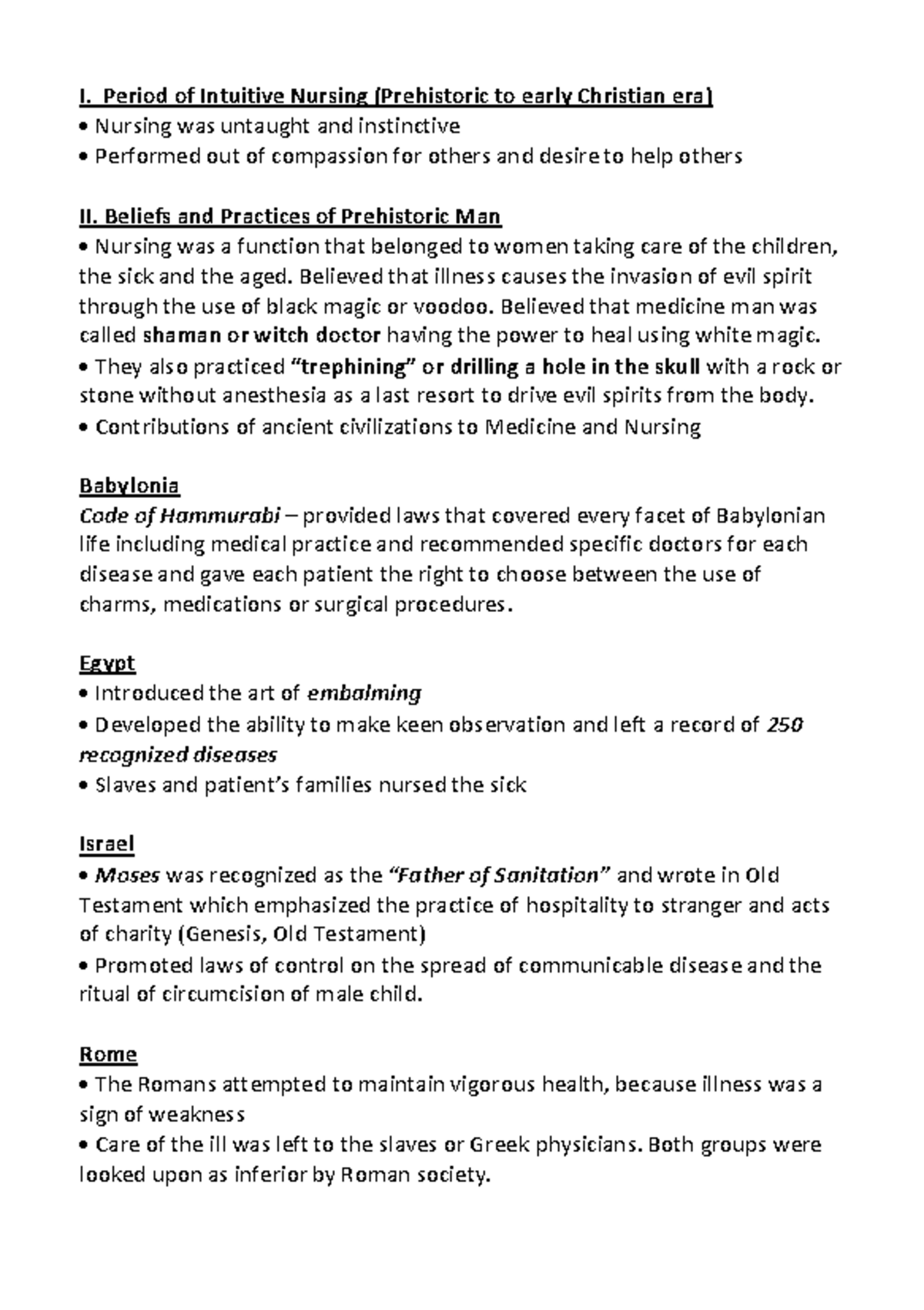 TFN - Historical Overview of Nursing Practices and Development - Studocu