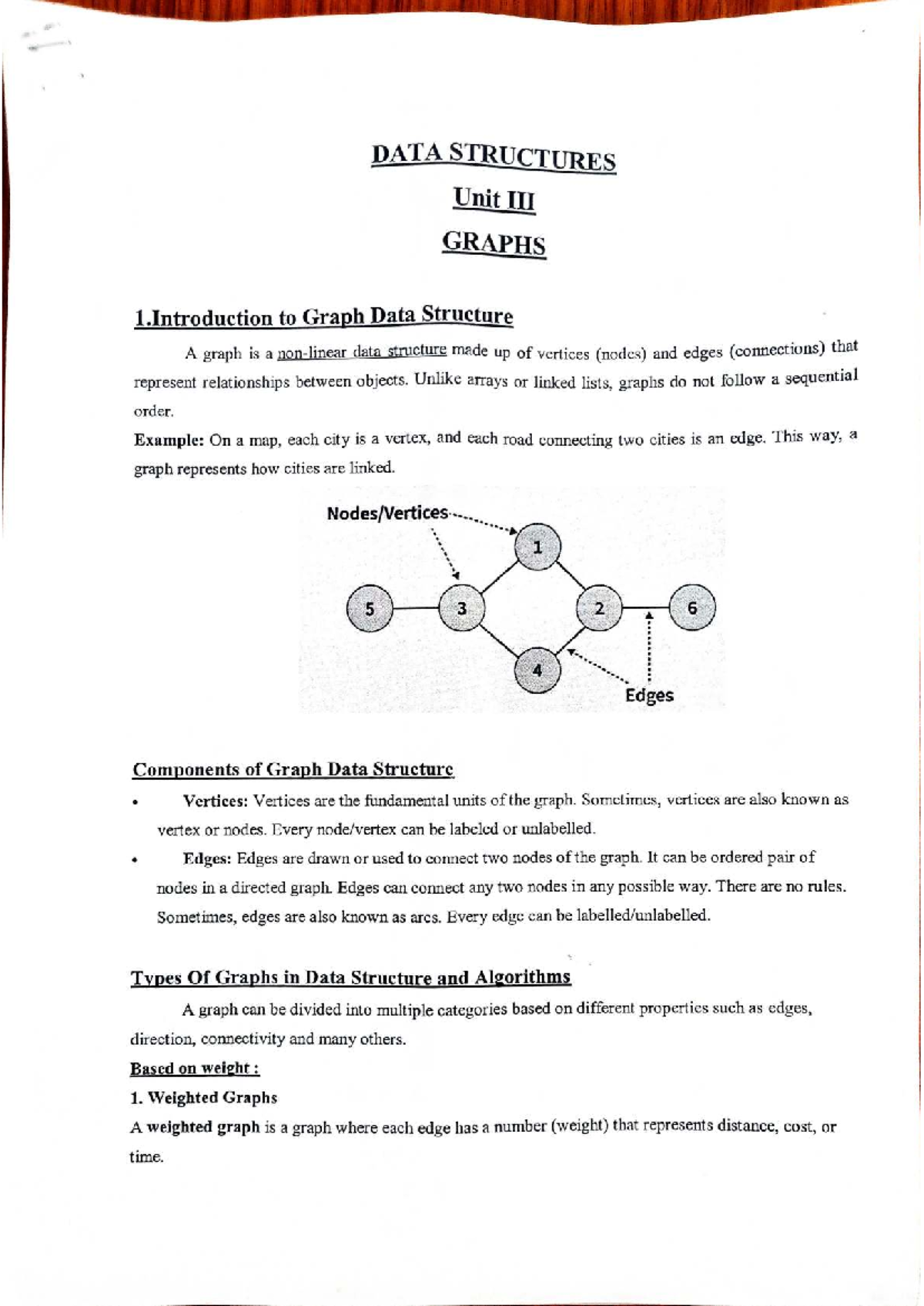 DS UNIT 3: Graph Data Structure Overview and Applications - Studocu