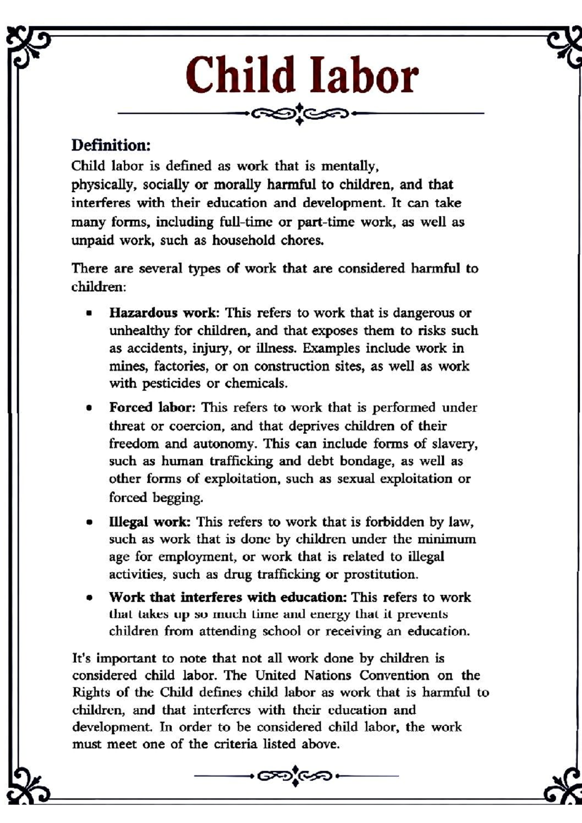 ENG 101: Understanding Child Labor and Its Impacts - Studocu