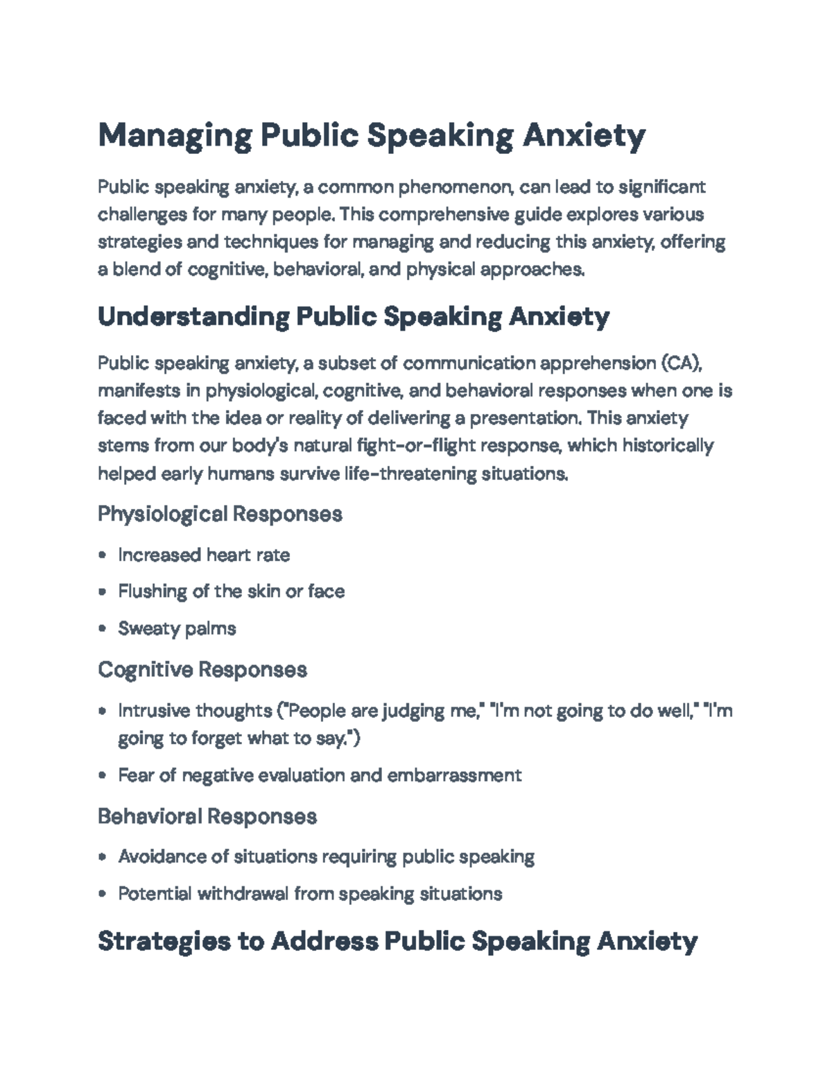 Managing Public Speaking Anxiety: Strategies and Techniques for Success ...