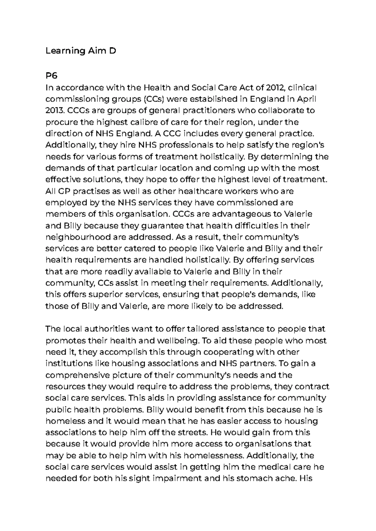 UNIT 5 Task 2 Assignment Submission - Learning Aim D P In accordance ...