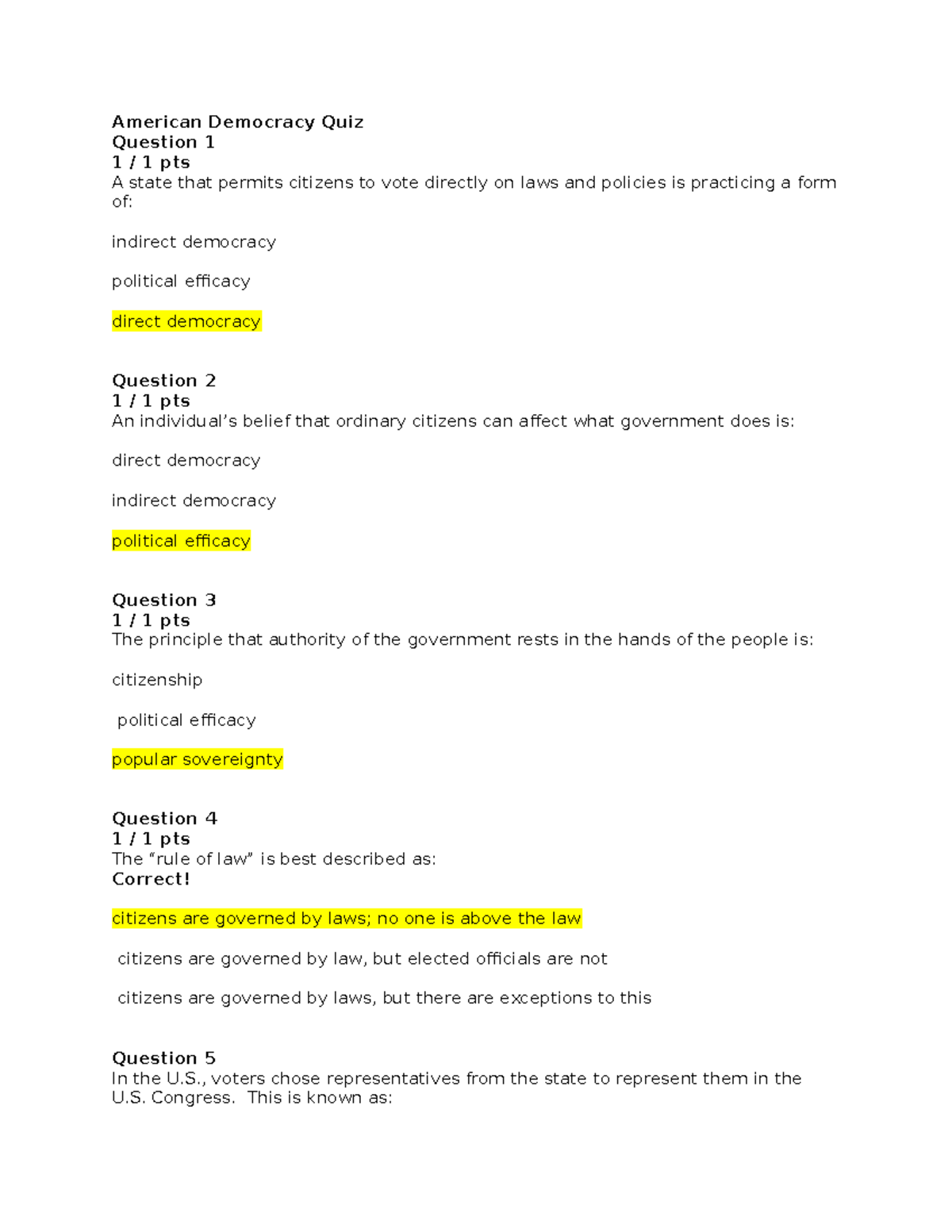 American Democracy Quiz Questions and Answers - American Democracy Quiz ...