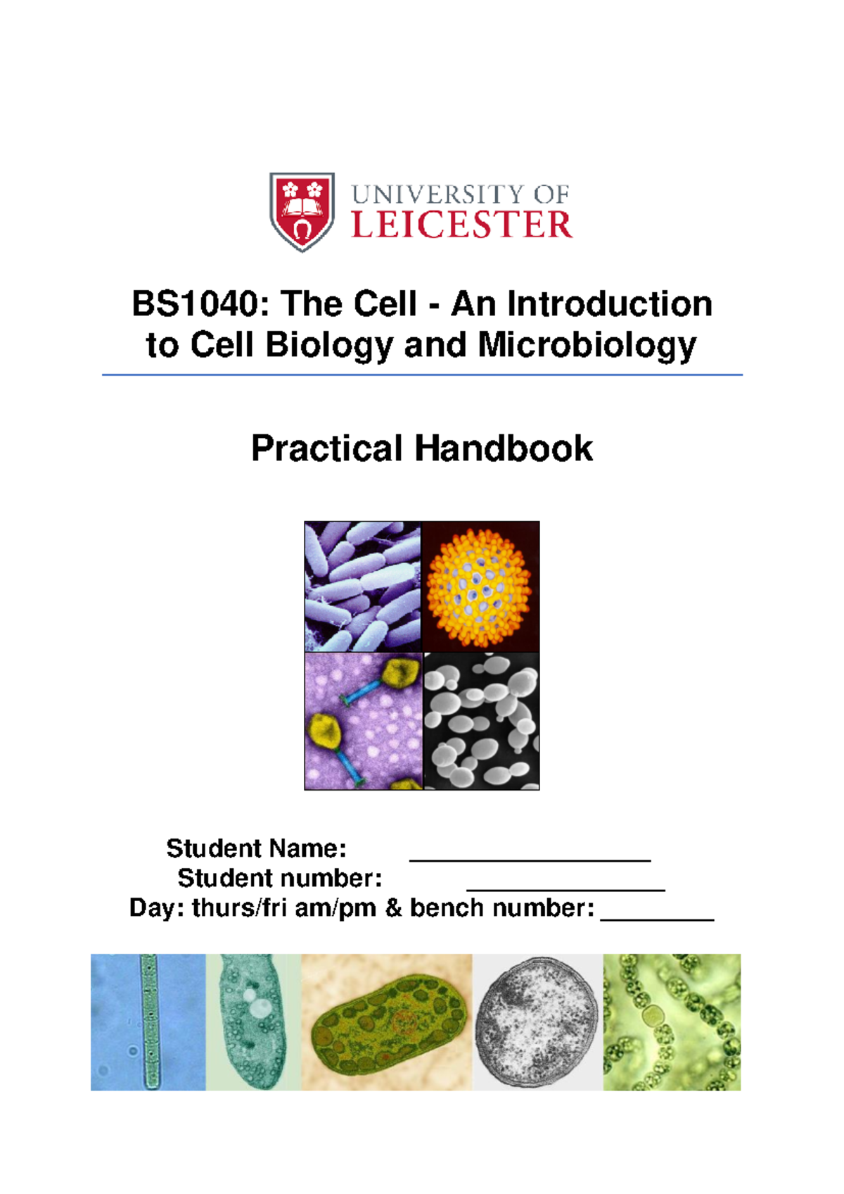 BS1040 Practical Handbook: Introduction to Cell Bio & Microbiology ...