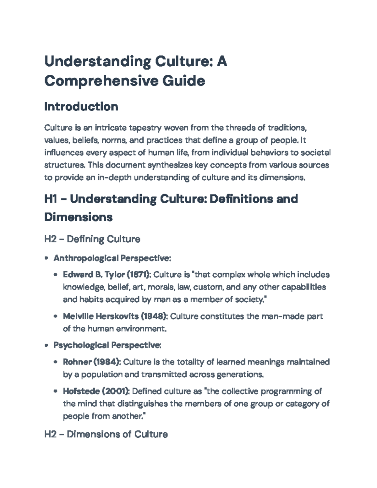 Understanding Culture: Key Concepts & Dynamics in Intercultural ...
