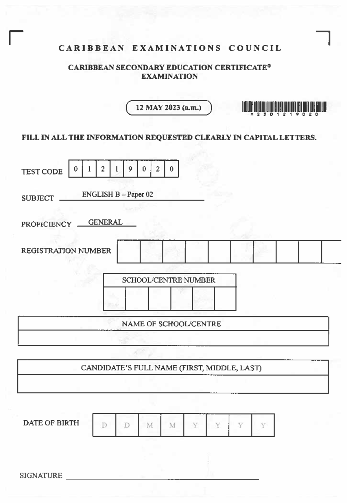 CSEC English B Paper 02 Exam - June 2023 (M2301219020) - Studocu