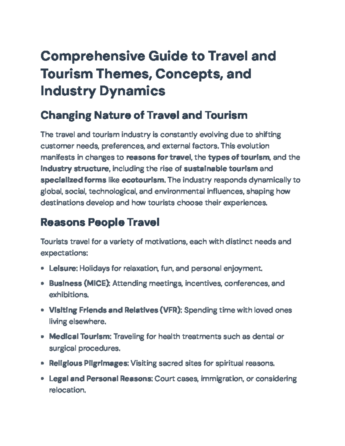 Comprehensive Guide to Travel & Tourism Concepts and Industry Dynamics ...