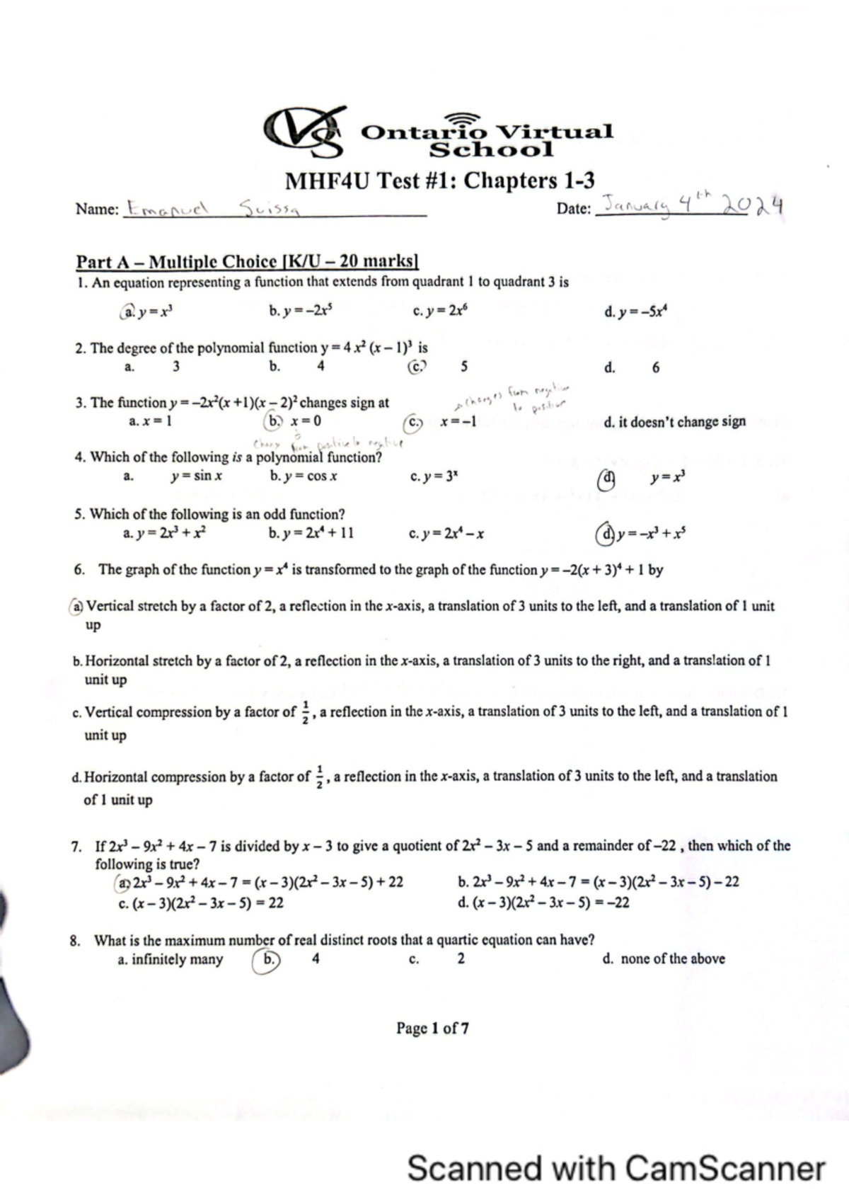 Math Grade 12 Unit 1 Test Preparation Guide - Studocu