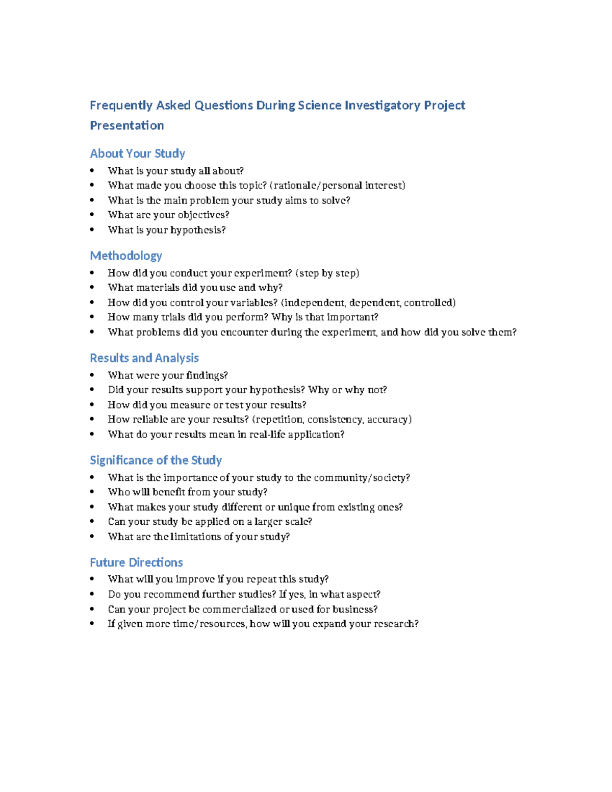 SIP FAQs: Key Questions for Science Investigatory Project Presentation ...