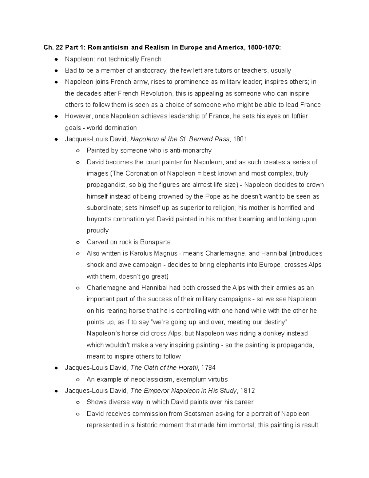 ARTH 110 Chapter 22 Part 1 - Ch. 22 Part 1: Romanticism and Realism in ...