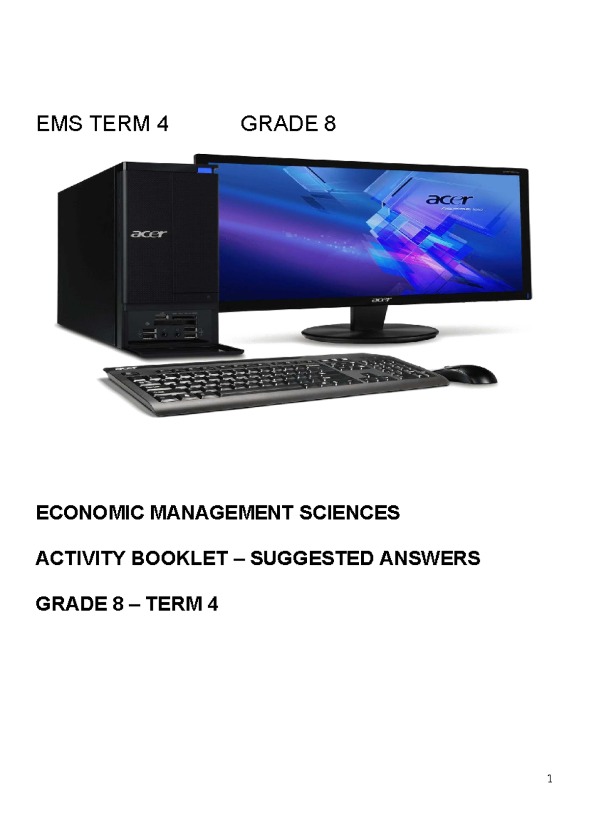 2025 EMS Gr 8 Term 4 Activity Booklet Suggested Answers - Studocu