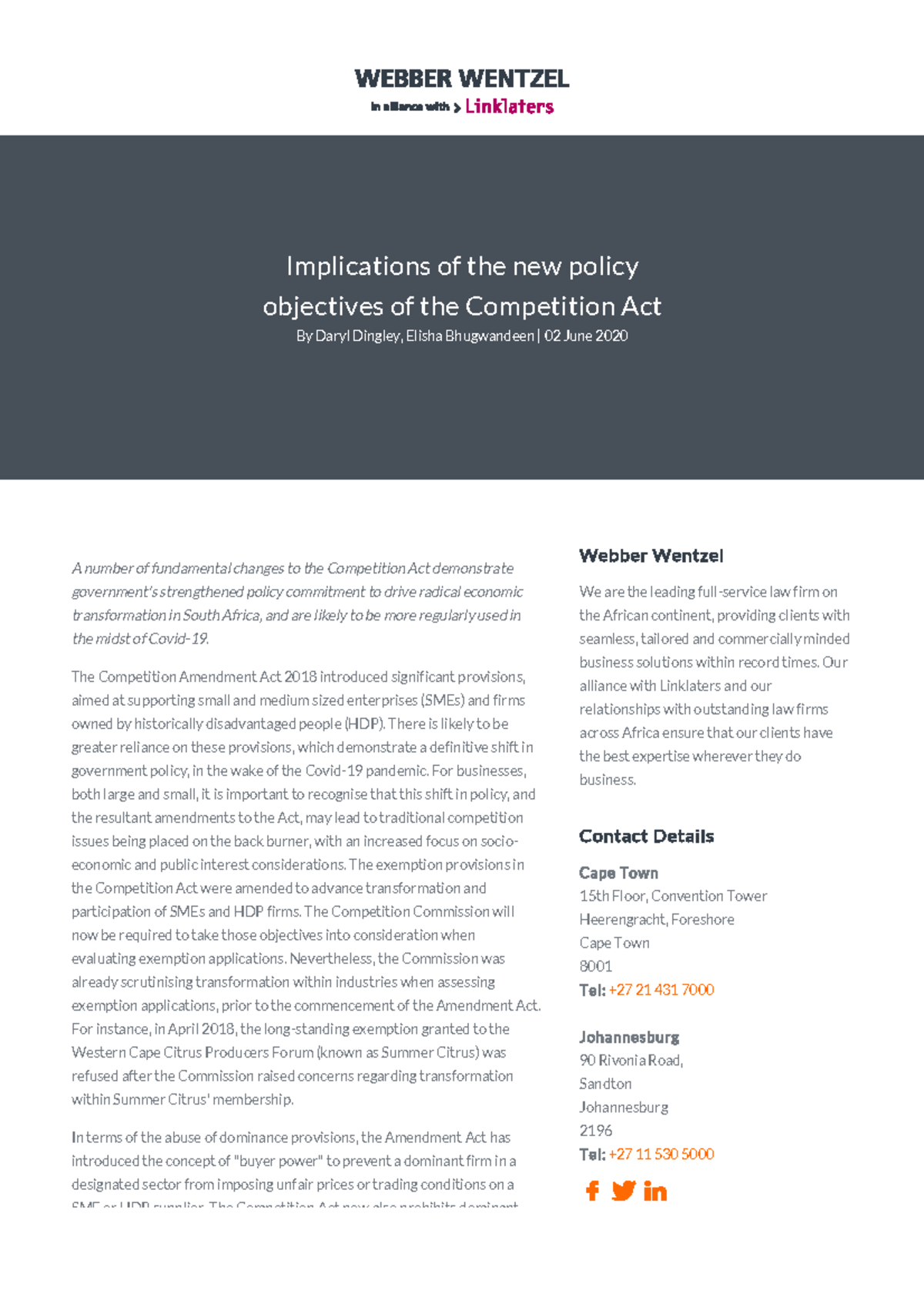 Implications of the Competition Act Amendments: Policy Shifts and ...