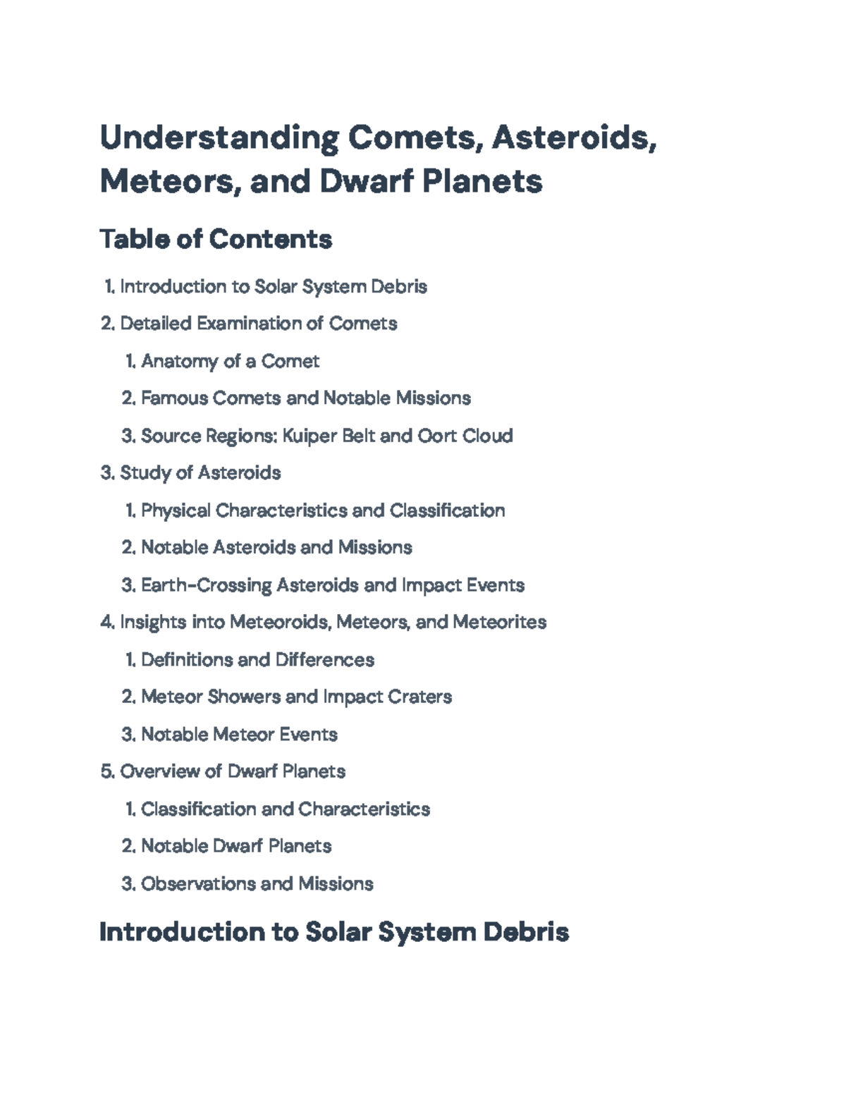 Understanding Comets, Asteroids, Meteors, and Dwarf Planets - These ...