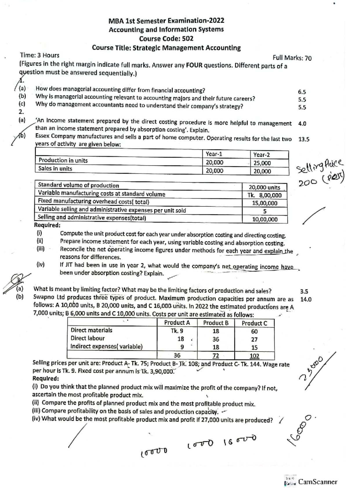 MBA 1st Semester Final Exam Notes: Strategic Management Accounting ...