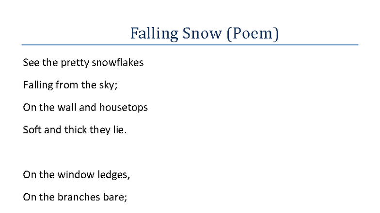 Falling Snow (Poem) - Analysis and Simile Exercises - Studocu