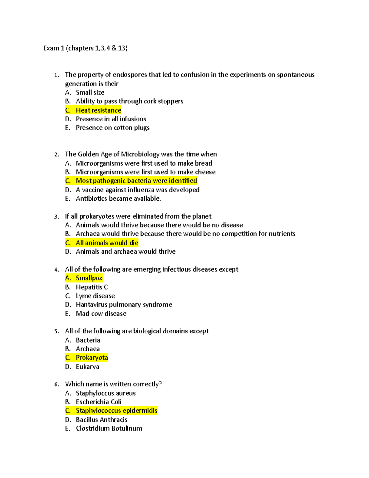 Exam 1 Textbook Multiple Choice - Exam 1 (chapters 1,3,4 & 13) The ...