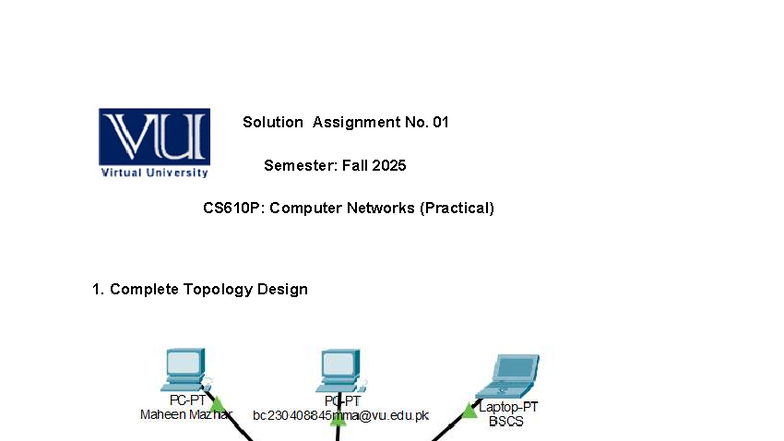 Cs610p solution - Computer Networks - Solution Assignment No. 01 ...