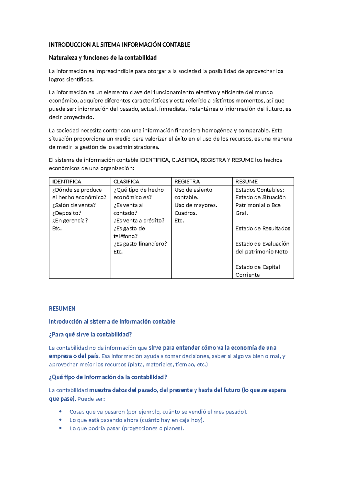 Resumen de Teoría Contable: Introducción al Sistema de Información ...