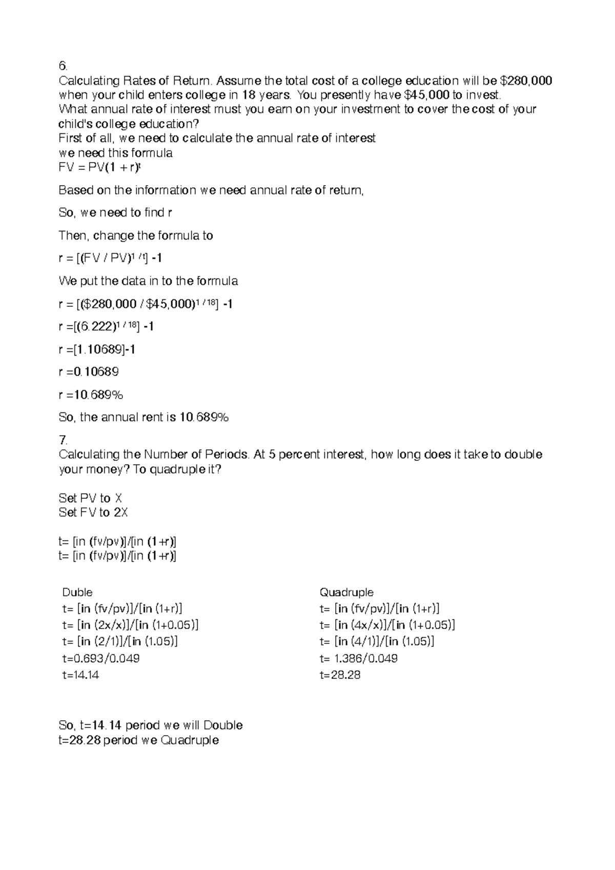 123 - Homework: Rates of Return and Present Value Calculations - Studocu