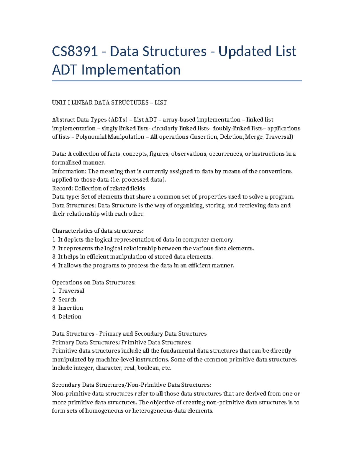 Updated List ADT Implementation - CS8391 - Data Structures - Updated ...