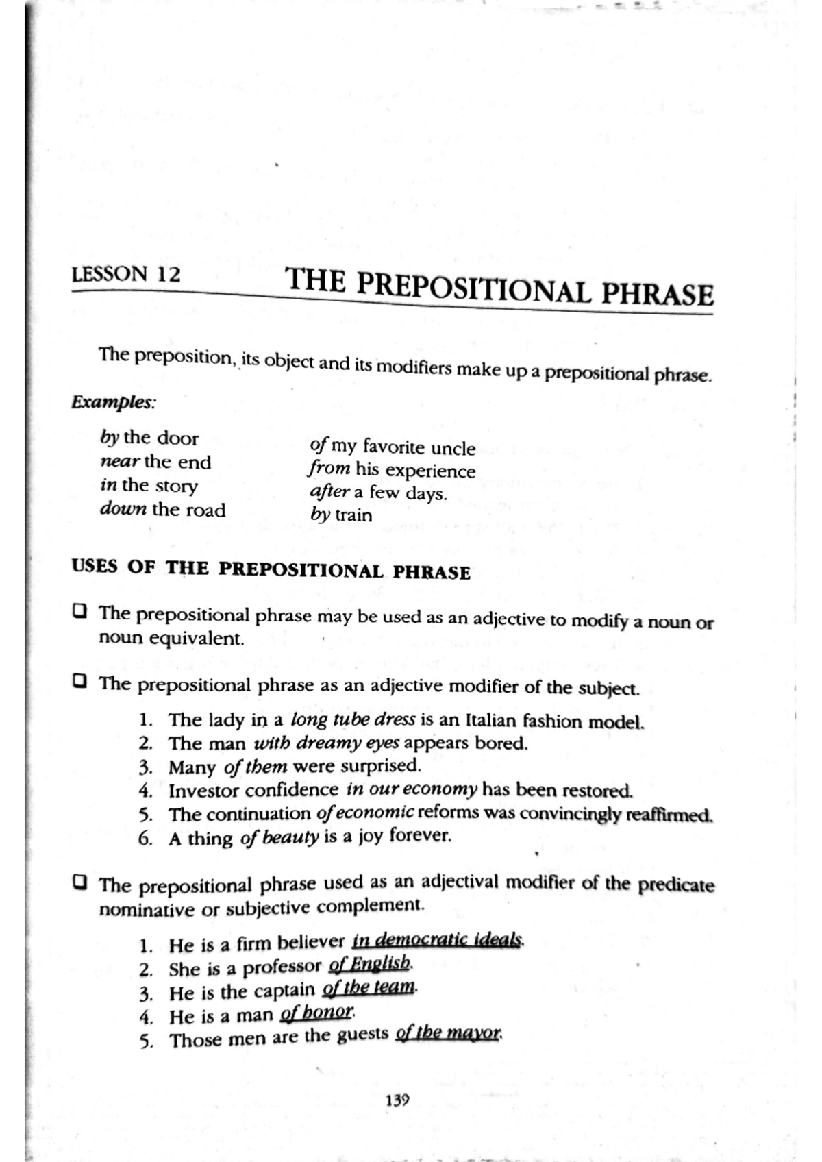 The-Prepositional-Phrase - LESSON 12 THE PREPOSITIONAL PHRASE The ...