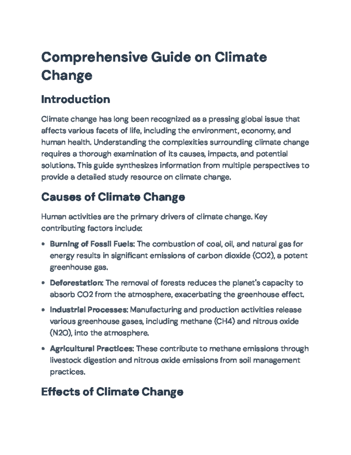 Comprehensive Study Guide on Climate Change: Causes & Effects Analysis ...