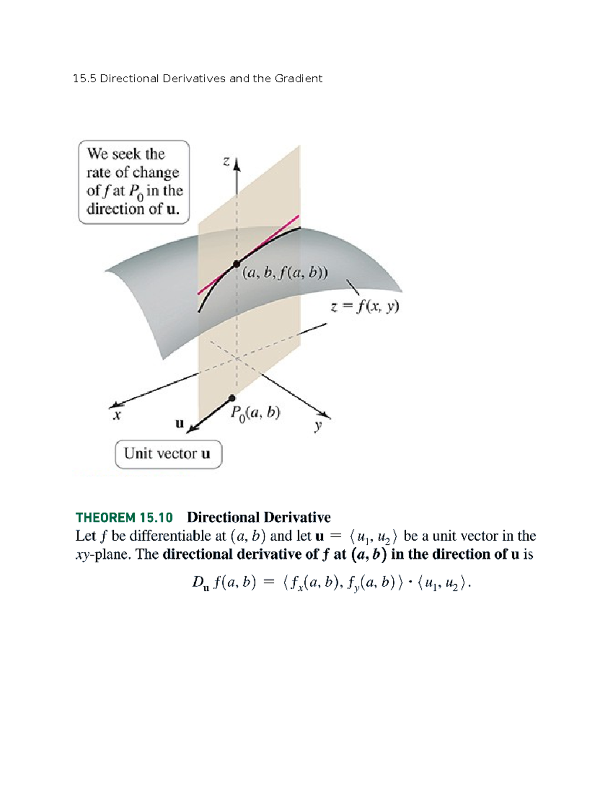 Directional Derivatives and Gradient Analysis Notes (MATH 15.5) - Studocu