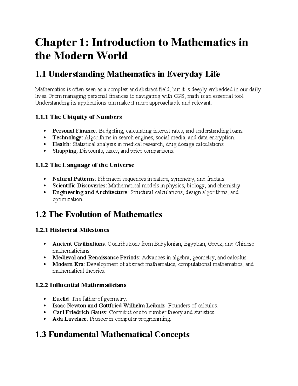 Mathematics in the Modern World - Chapter 1 Summary - Studocu
