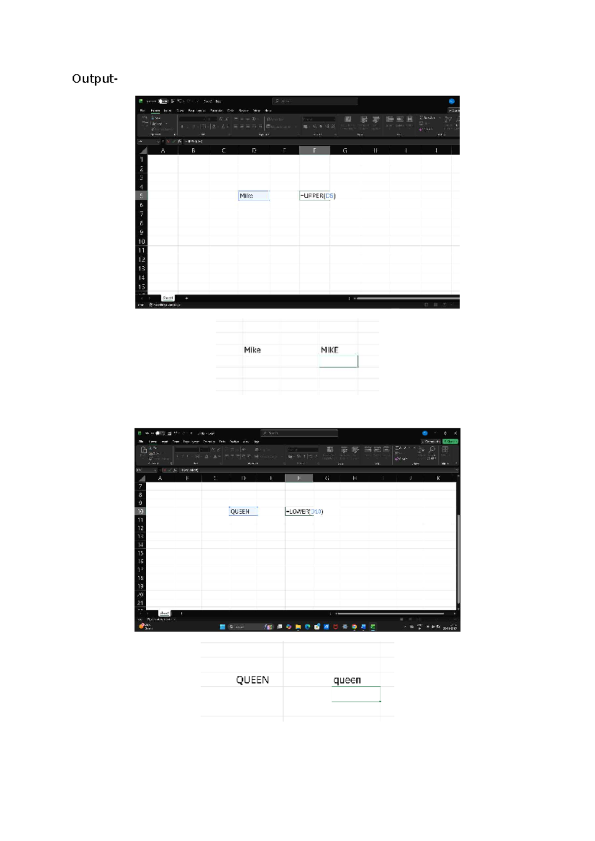 Output Excel 5: Data Analysis and Functions Guide - Studocu