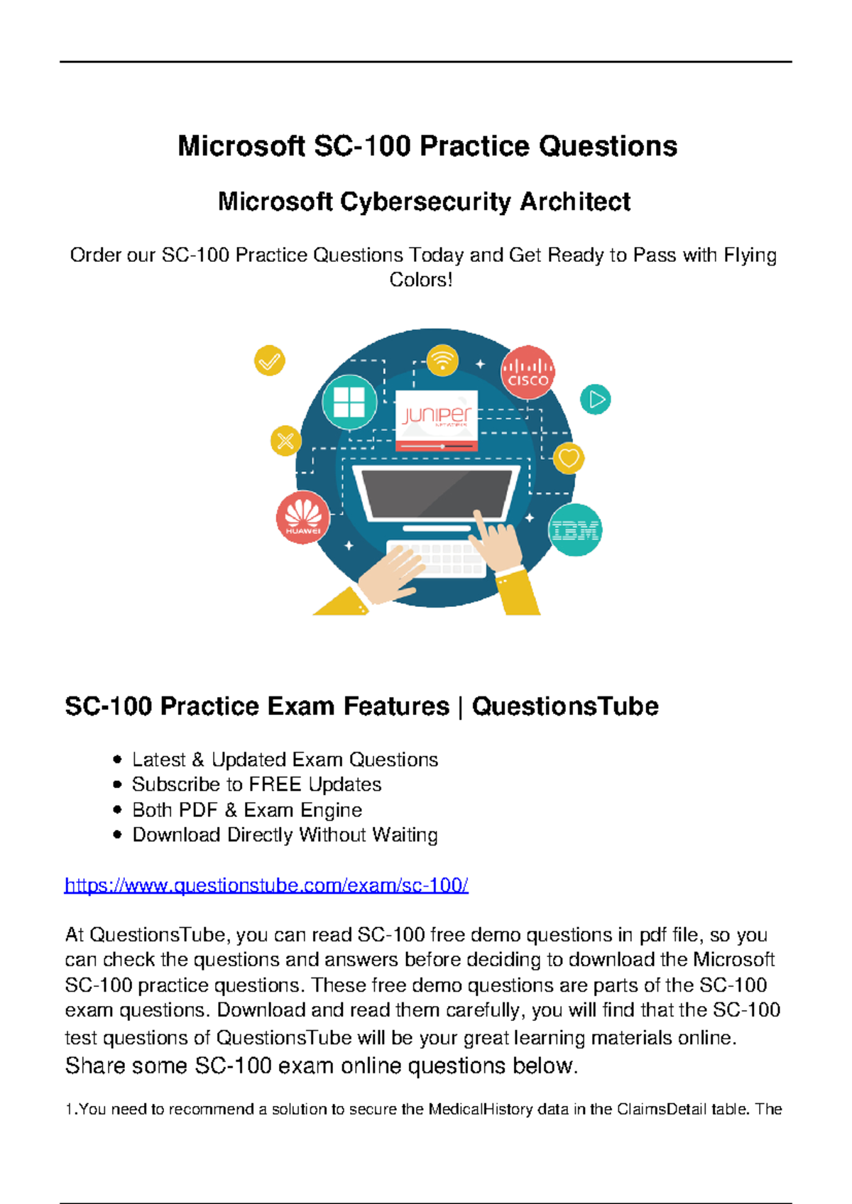 Updated Microsoft SC-100 Practice Test with Latest Exam Questions and ...