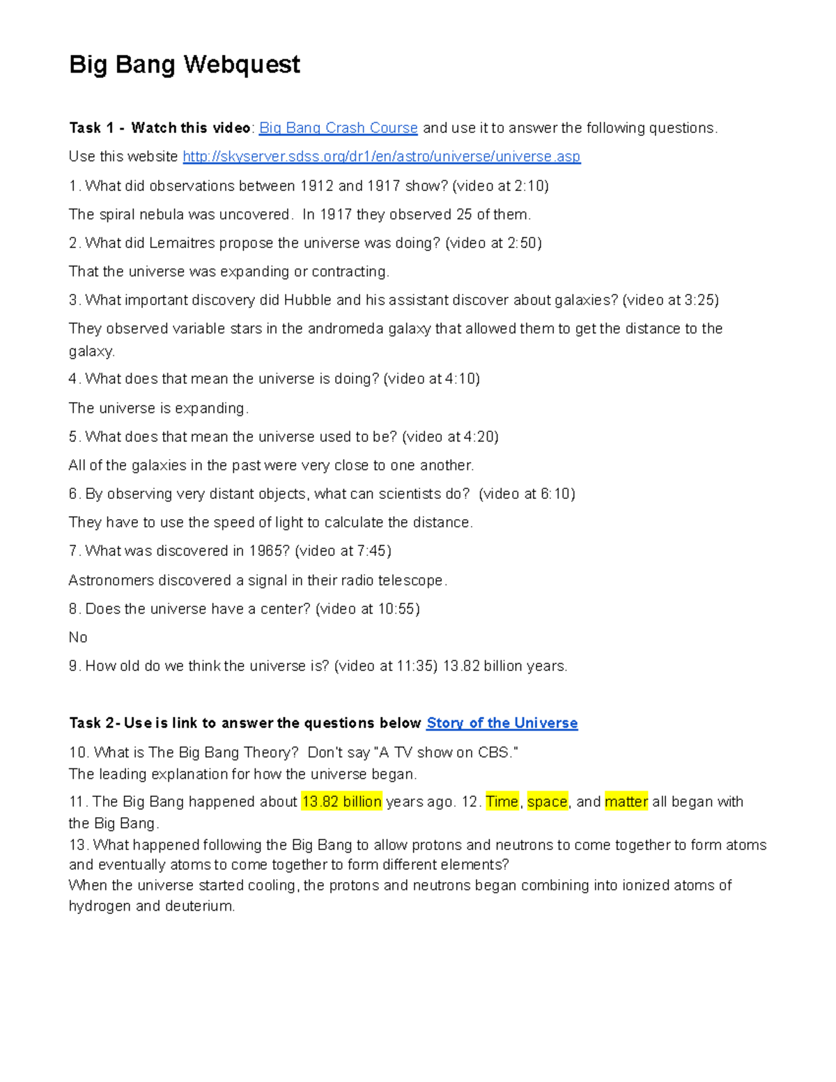 IS 25 QZ 4 - Big Bang Webquest Comprehensive Review Guide - Studocu
