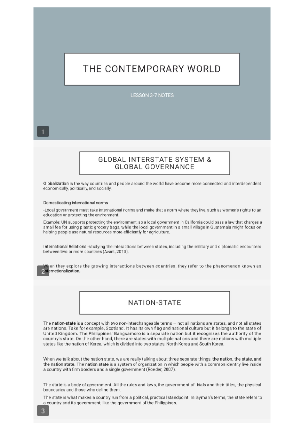 Contemporary World Lessons 1-7: Global Governance & Media Cultures ...