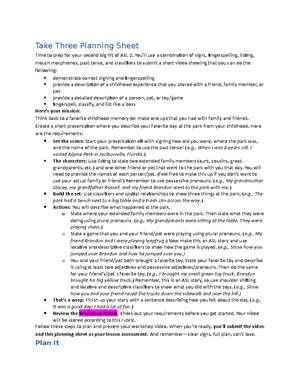 6.03 planning sheet - flvs american sign language 6.03 - Take Six ...