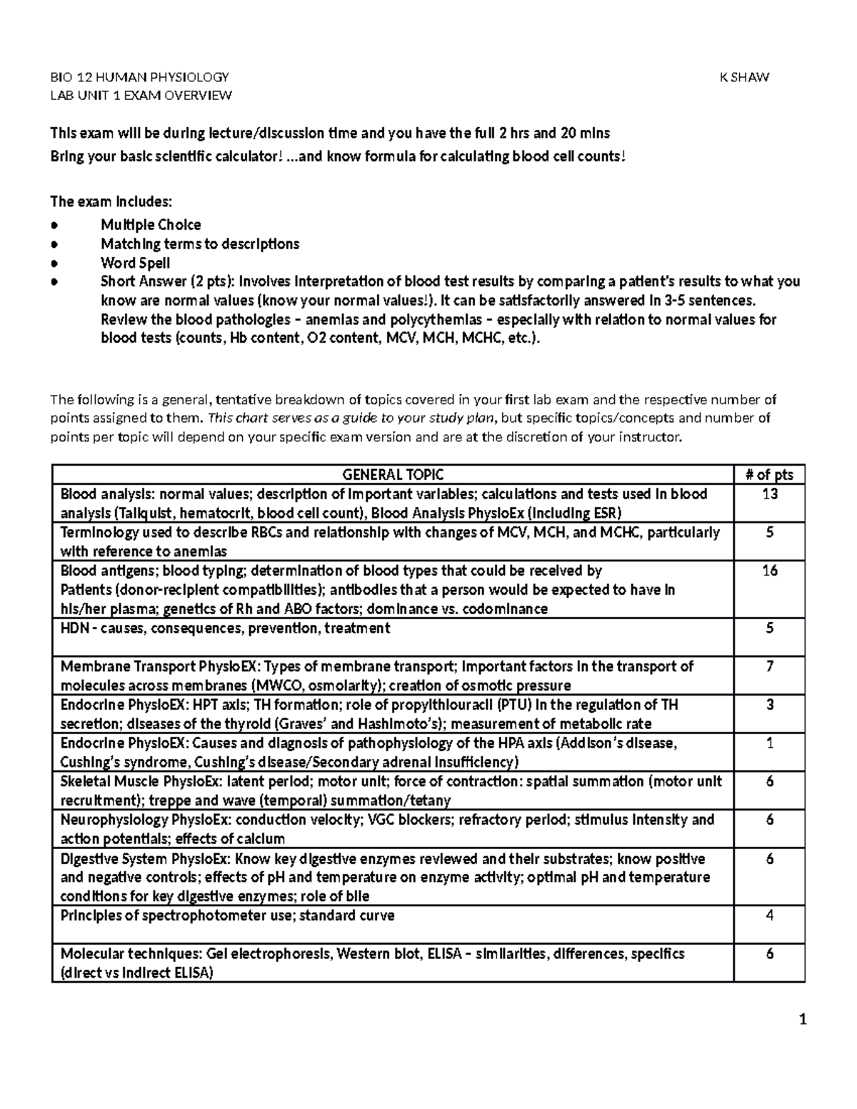 BIO 12 Lab Exam Study Guide: Key Topics & Answers for Success - Studocu