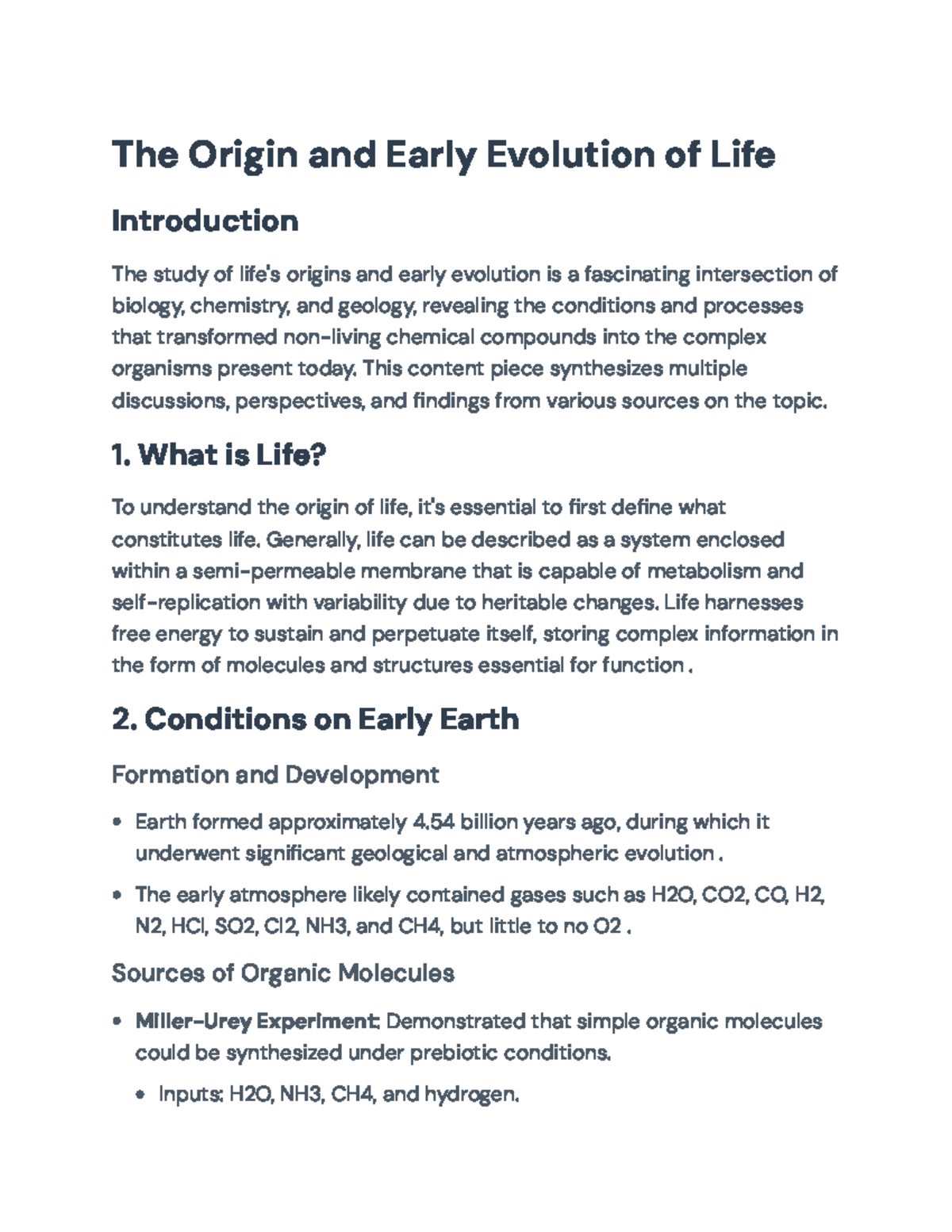 Understanding Early Life's Origins and Evolution in Biology (BIO 101 ...