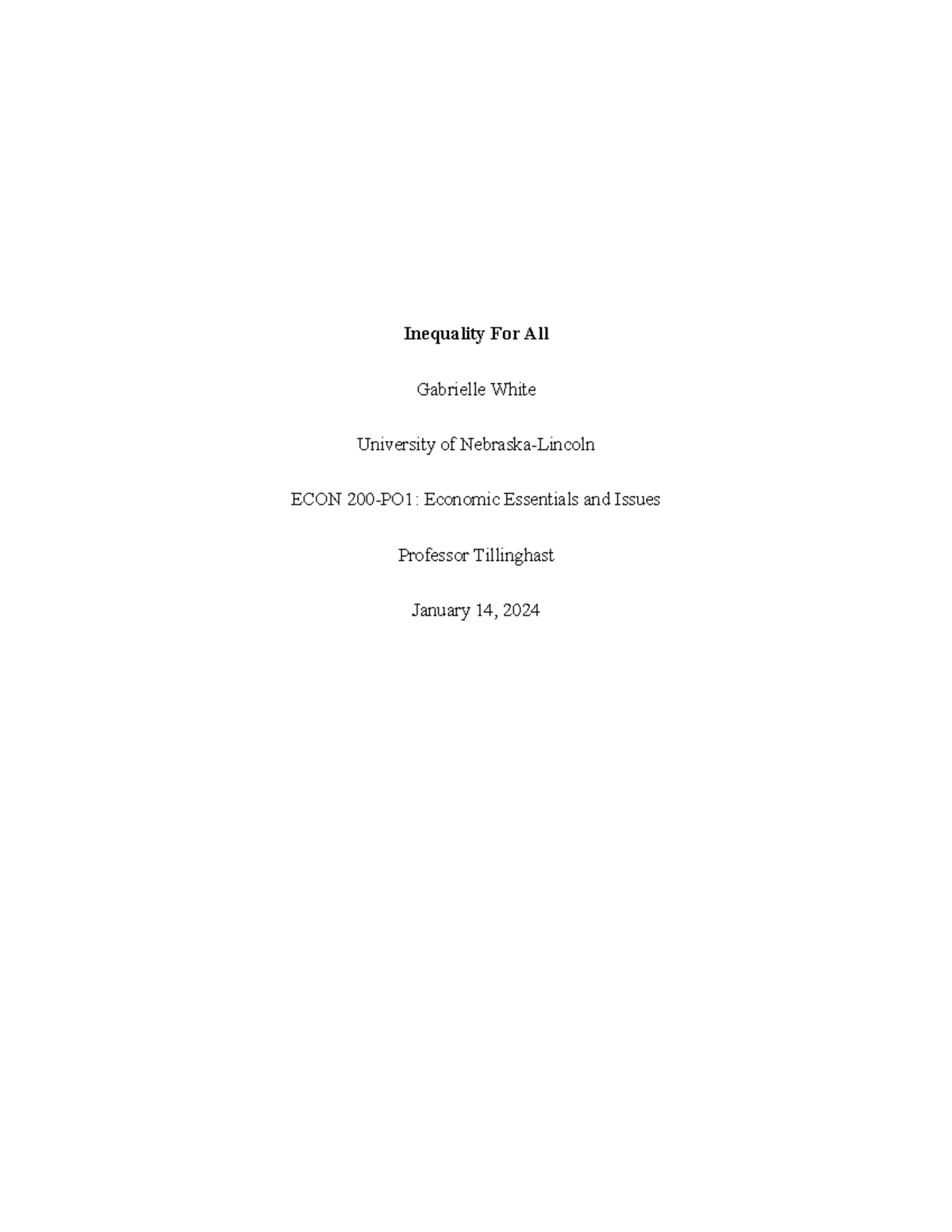 ECON 200-PO1: Analysis of "Inequality For All" Documentary - Studocu