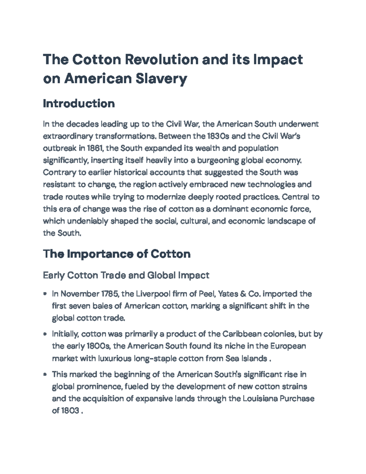 The Cotton Revolution: Transforming American Slavery and Economy - The ...
