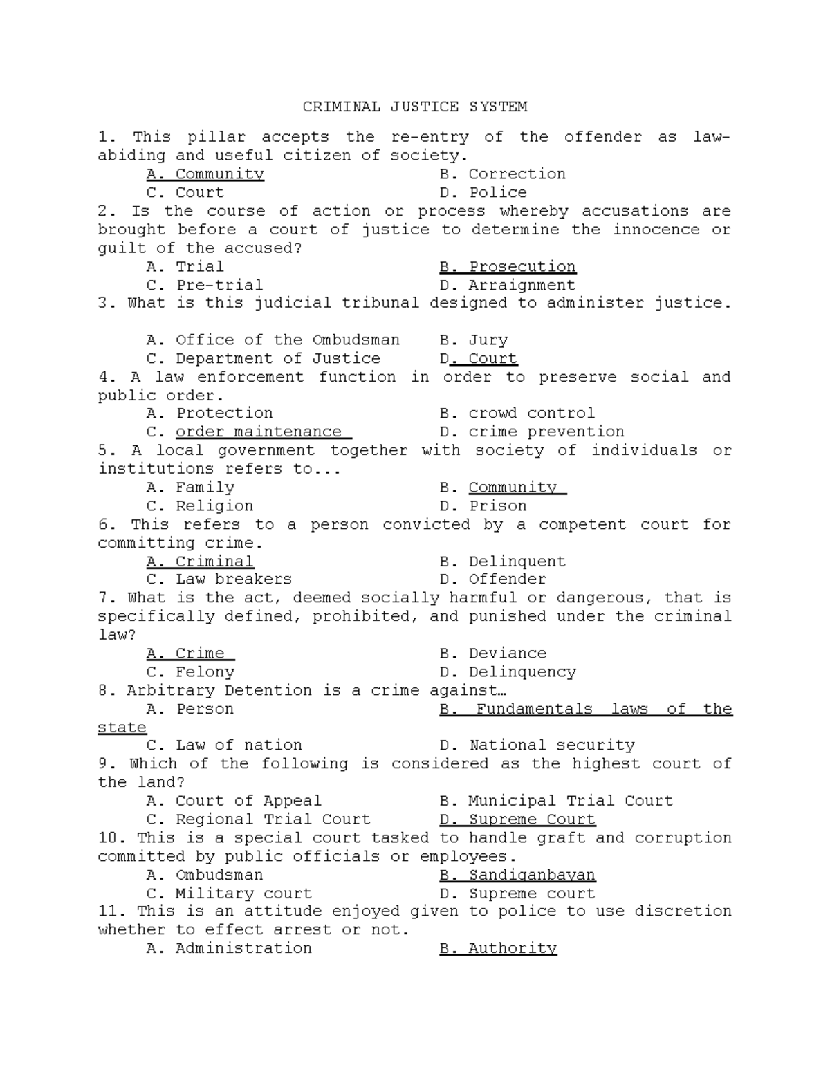 CJS - CRIMINAL JUSTICE SYSTEM - CRIMINAL JUSTICE SYSTEM This pillar ...