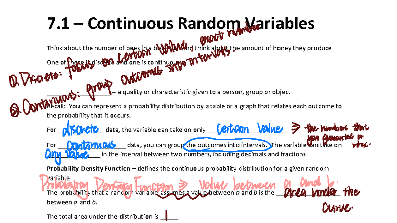 Unit 7: Continuous Random Variables & Probability Distributions ...