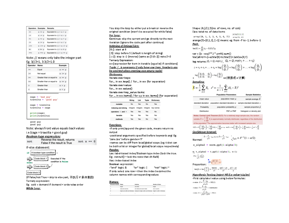 DAO cheatsheet - Note: // means only take the integer part Eg. 3//2=1, 3/2=1. Note: always front ...