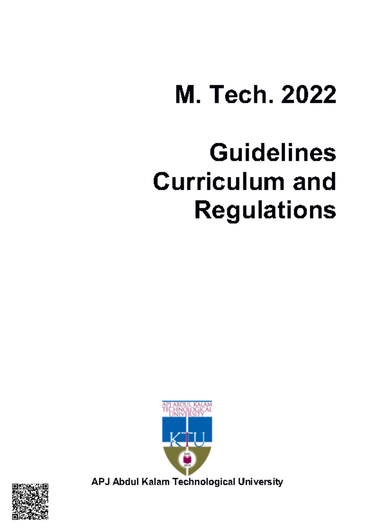 M. Tech Regulations and Curriculum Guidelines - 2022 Edition - Studocu